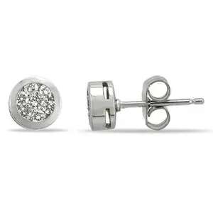 ARTISAN Diamond Cluster Stud Earrings In 18k Gold - White