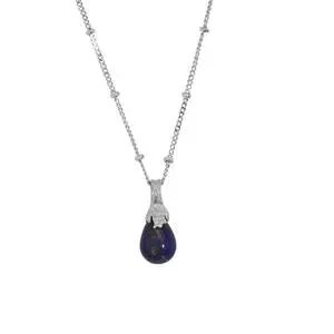 CLAIRE HILL DESIGNS Lapis Lazuli Silver Lichen Pendant Necklace - Blue
