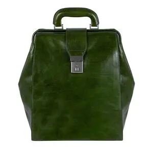 TIME RESISTANCE Leather Backpack With Push-button Closure - Green