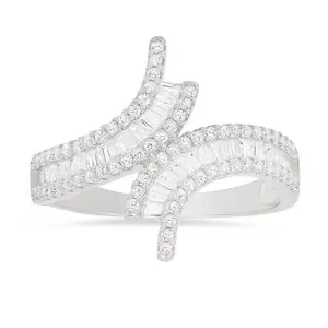KYLIE HARPER Sterling Diamond Cz Bypass Statet Ring - Silver