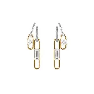 Arte Madrid Toggle Convertible Double Hoop Earrings With Reversible Drop Charms - White