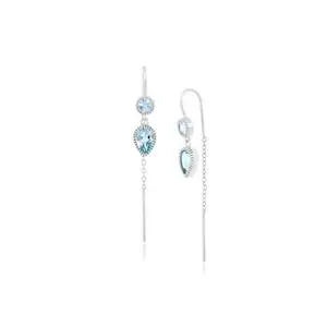 MOON LONDON Blue / Silver Poseidon Blue Topaz Sterling Silver Earrings - Blue/silver