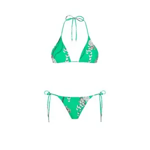 AGUACLARA Jade Triangle Top Side Tie Bottom - Green