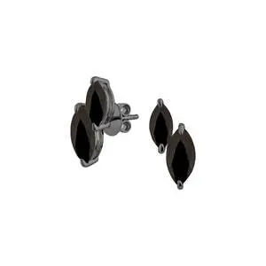 SALLY SKOUFIS Renaissance Stud Earrings With Made Cz Diamond Stimulant In Rhodium - Black