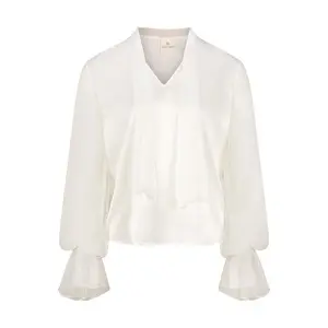 GUNDA HAFNER LTD Cream Silk Blouse With Sheer Sleeves - White