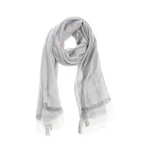 Saachi Shimmer Border Blue Scarf