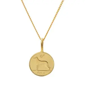 KATIE MULLALLY Irish 6d Coin & Chain In Yellow Plate - Gold