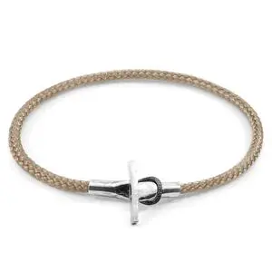 ANCHOR & CREW Sand Cambridge Silver & Rope Bracelet - Brown