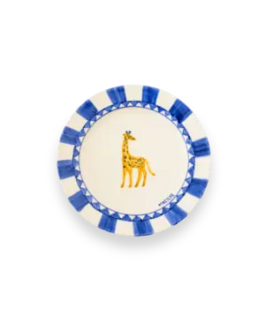 Mojjere Faience Dessert Plate Animal Design Indigo - Blue