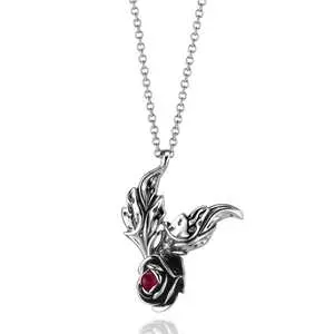 UNALOE Sterling Silver And Ruby Pendant Necklace - Silver/red