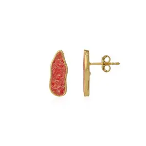 SPERO LONDON Molten Dripping Coral & Amber Sterling Silver Gold-plated Earrings - Red