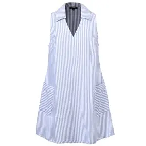 SMART AND JOY Striped Trapeze Minimalist Mini Dress - Blue