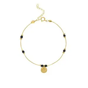 OLIVIA LE Journey Agate Beaded Bracelet With Coin - Black