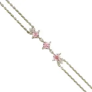 JUVETTI  White / Pink Forma White Gold Bracelet Set With Pink Sapphire & Diamond - White/pink