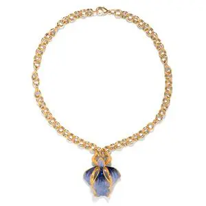 THE PINK REEF Single Sculpted Iris Necklace In Pearl - Blue