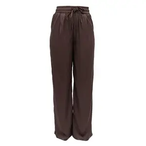 JANARA JONES Chocolate Viscose Wide-leg Trousers