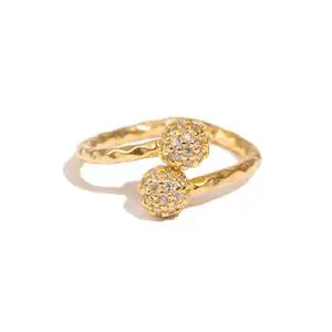 EBRU JEWELRY Radiant Majesty Diamond Adjustable Cuff Ring - Gold