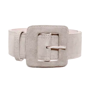 BELTBE Suede Square Buckle Belt - Icy Grey