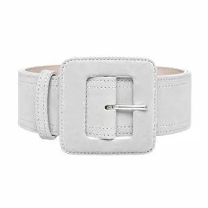 BELTBE Beltbe Suede Square Buckle Belt Grey