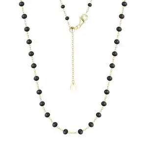 KAMARIA Enamel Beaded Chain Necklace Large - Black
