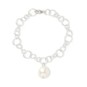 PEARLS OF THE ORIENT ONLINE Decus Baroque Cultured Freshwater Pearl Drop On Chunky Chain Bracelet - Silver