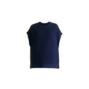 PAISIE Mock Neck Sleeveless Ribbed Jumper - Blue