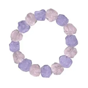 FARRA Nugget Amethyst And Rose Quartz Stretchy Bracelet - Pink