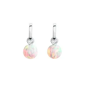 ORA PEARLS Sun Opal Hoop Earrings - Silver
