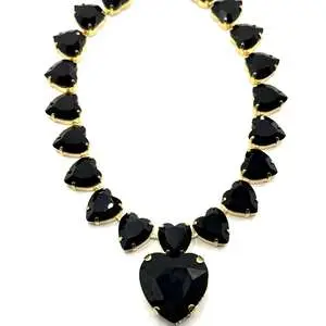 ACHALA HANDCRAFTED Crystal Heart Necklace - Black