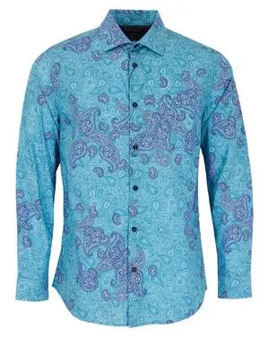 LORDS OF HARLECH Nigel Montgat Paisley Shirt Teal - Blue