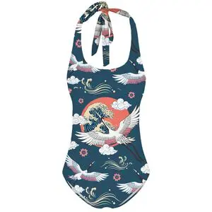 ALOHA FROM DEER Great Cranes Swimsuit - Blue