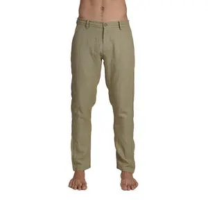 EIGHT X 100% Linen Slim Fit Pants Olive - Green