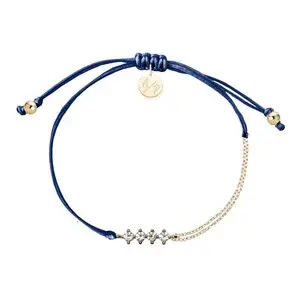 ADRIANA PAPPAS DESIGNS Cz Crystal Bar Bracelet On Colored Cord Navy - Blue
