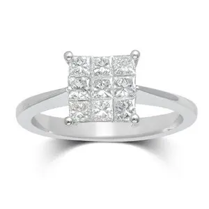 ARTISAN Princess Cut Diamond Cluster Ring In 18k Gold - White