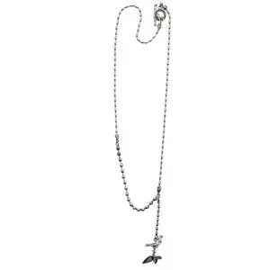 GEM KINGDOM Silver / Black Sterling Silver Dove Necklace Black S - Silver/black
