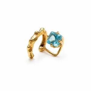 ISKRA Topaz 14k Gold Ear Cuff - Blue