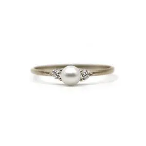 VICSTONENYC FINE JEWELRY Art Deco Akoya Pearl And Diamond Ring In 14k Gold - White