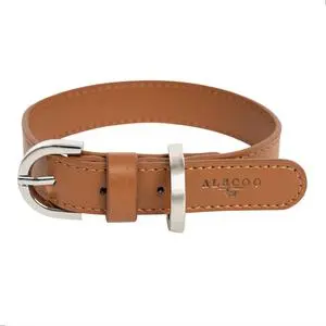 ALECOO Classy Dog Collar Cognac Silver - Brown