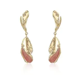 RARE MATTERS JEWELRY Strawberry Quartz Drop Earrings - Yellow