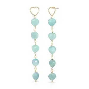 HEATHER HAWKINS Linear Heart Drop Earrings - Blue