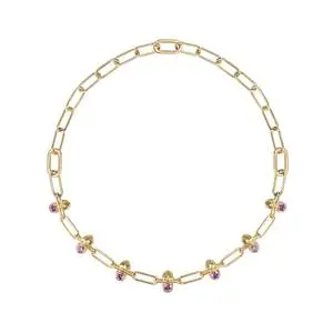 Arte Madrid Toggle Kaleidoscopic Link Necklace & Bracelet - Orange