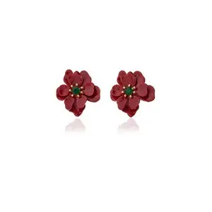 MILOU JEWELRY Violetta Flower Earrings - Red