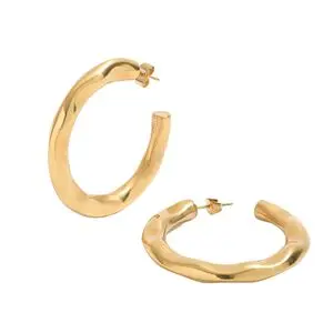 BERMUDA WATCH COMPANY Annie Apple Olive Wave Large Hoop Earrings - Gold