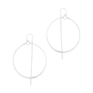 HEATHER HAWKINS Flat Hoop Threader Earrings Sterling - Silver