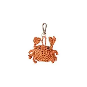 Likhâ Crab Bag Charm Handmade Coastal Raffia Accessory - Orange
