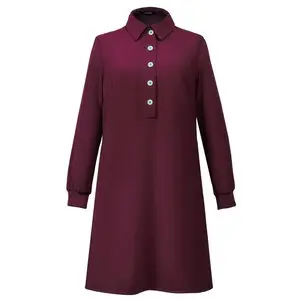 SMART AND JOY Polo Dress Burgundy - Red