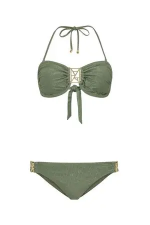LEYLA MAYA Kate Bandeau Bikini Set Verde Oliva - Green
