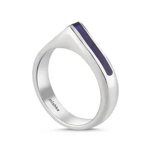 Mishka Blue Edge Ring - Silver