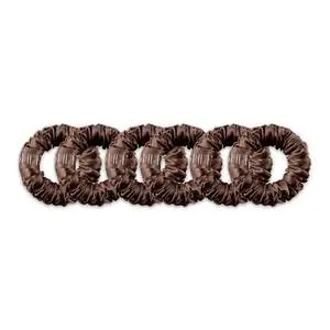 6FIFTYTWO® Pure Mulberry Mini Silk Scrunchies Chocolate - Brown