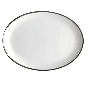 Twig New York Platinum Edge 14 In. Oval Platter - Silver